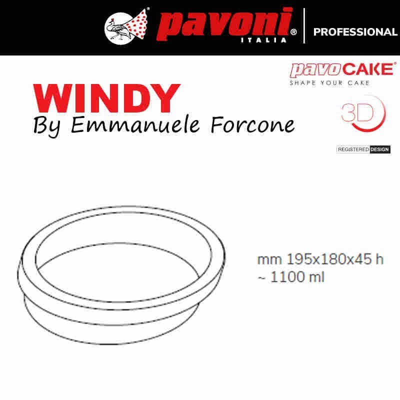 Molde para tartas y tartas heladas Windy KE026S serie Pavocake Pavoni