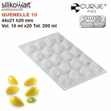 Molde quenelle 10 de silicona 100% curveflex de silikomart profesional