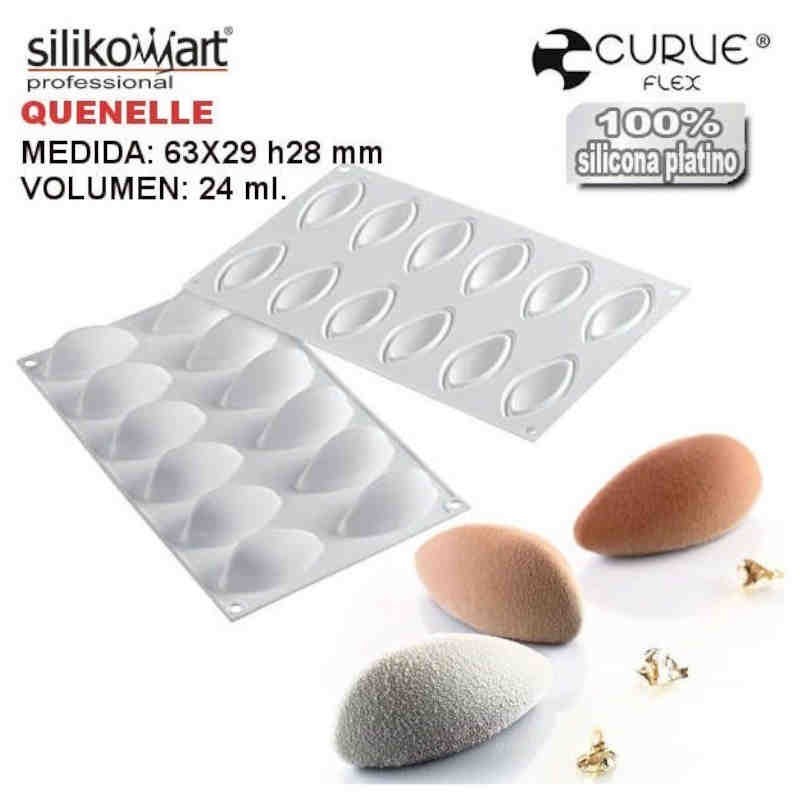 Venta de moldes profesionales Silikomart. Molde Quenelle de curveflex