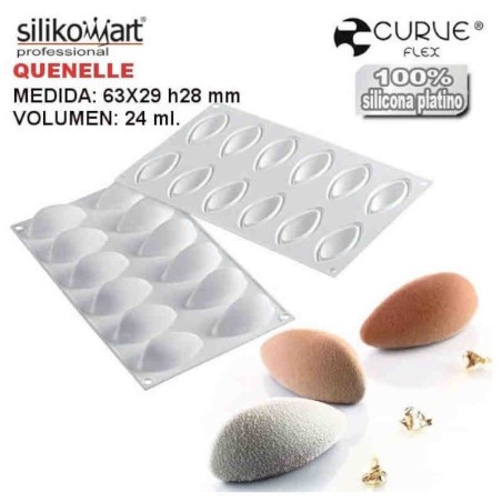 Venta de moldes profesionales Silikomart. Molde Quenelle de curveflex