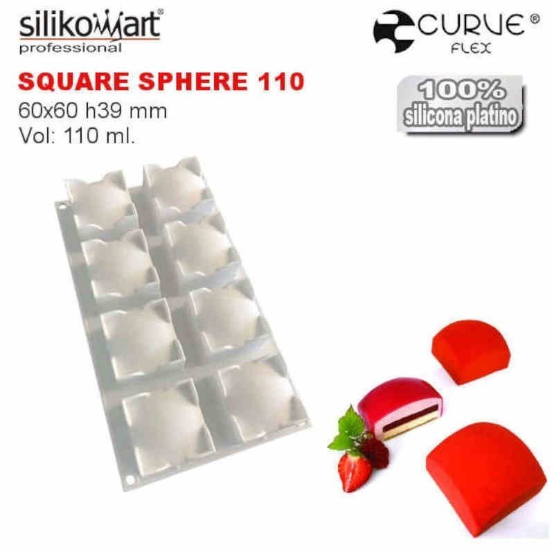 Comprar moldes de silicona 100% curveflex Silikomart square sphere 110