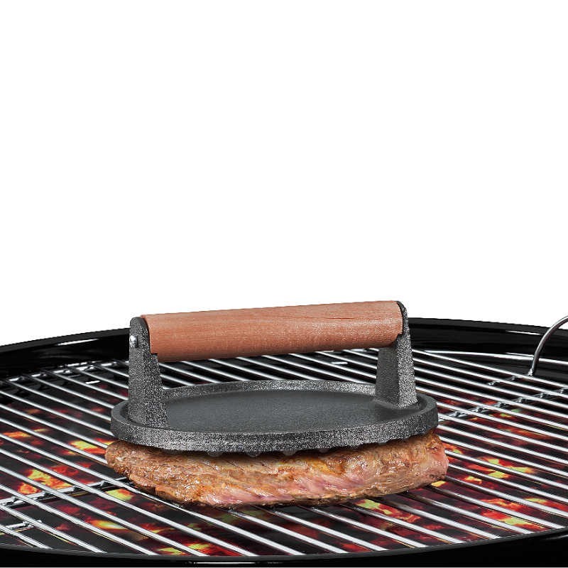 Prensa de carnes y hamburguesas en hierro fundido para parrilllas