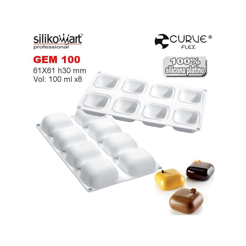 Comprar molde de silicona platino GEM 100 de curveflex Silikomart