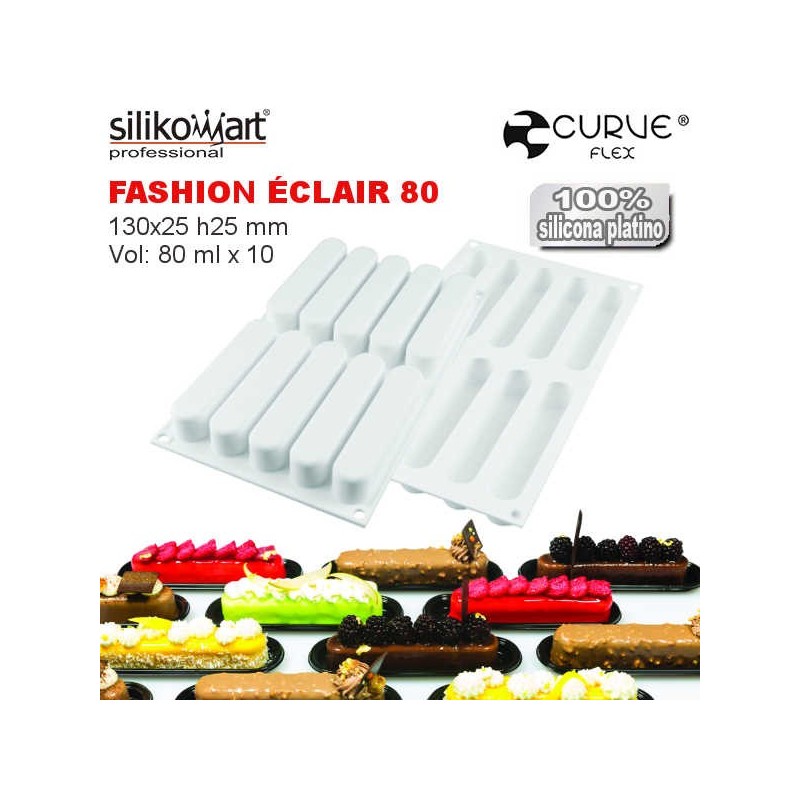 Comprar moldes de silicona curveflex Silikomart fashion eclair 80